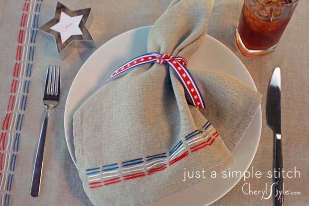 Easy DIY stitched napkins - Everyday Dishes & DIY