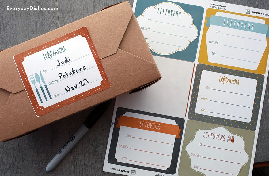 Printable leftover labels - Everyday Dishes