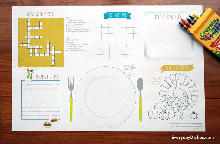 Printable Thanksgiving placemats - Everyday Dishes