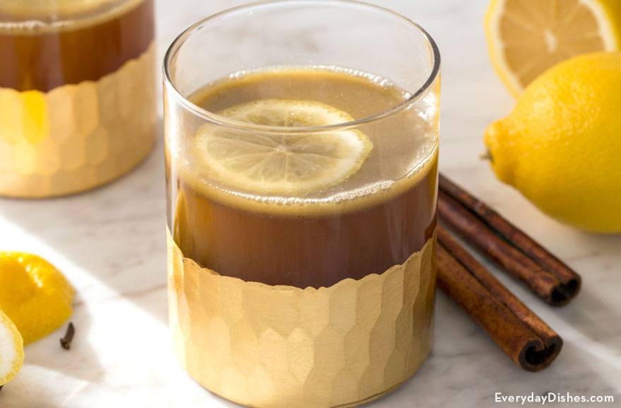 Hot buttery spiked cider with bourbon and cinnamon