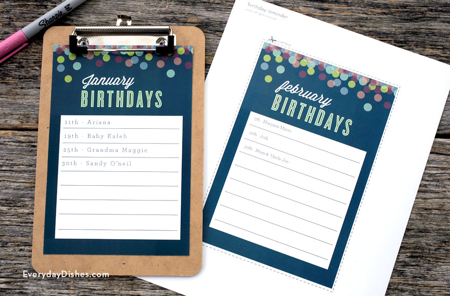 Birthday reminder board - Everyday Dishes & DIY