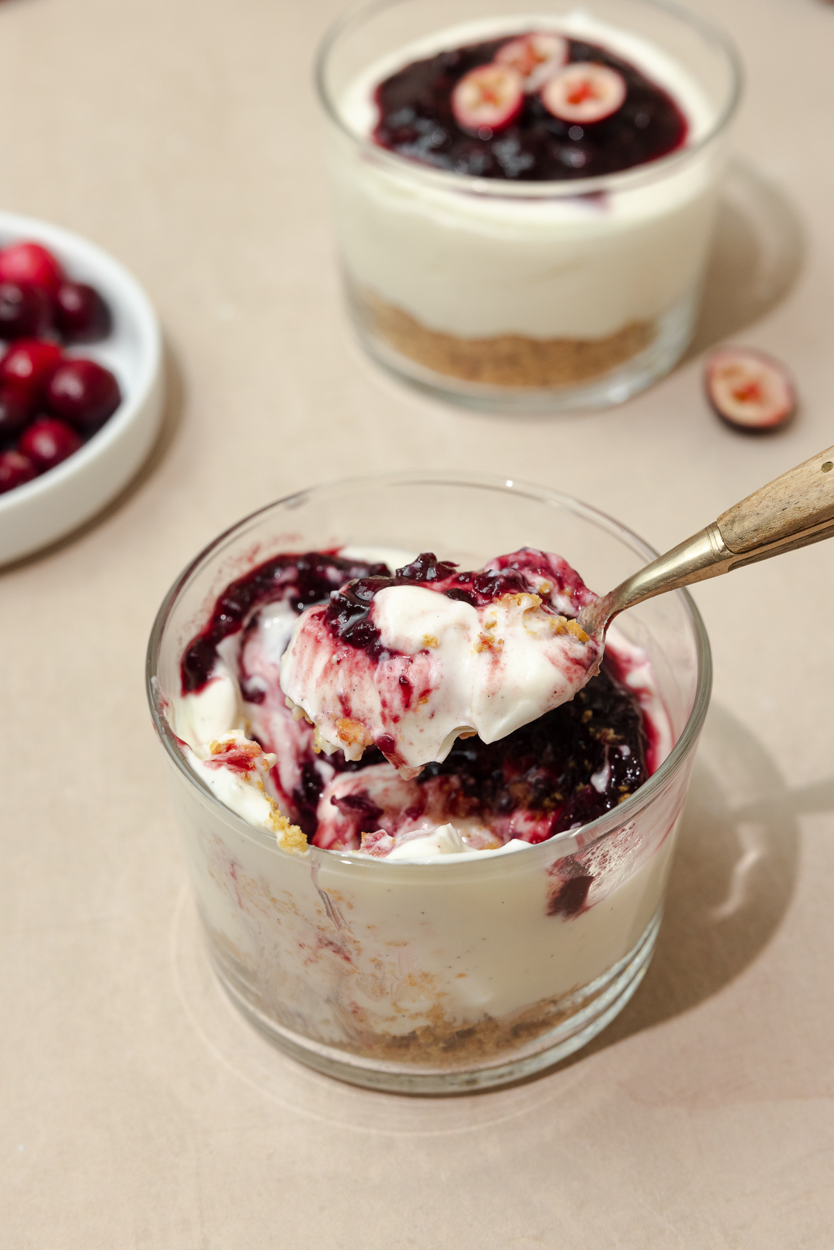 No-Bake Cranberry Cheesecake Cups - Everyday Dishes