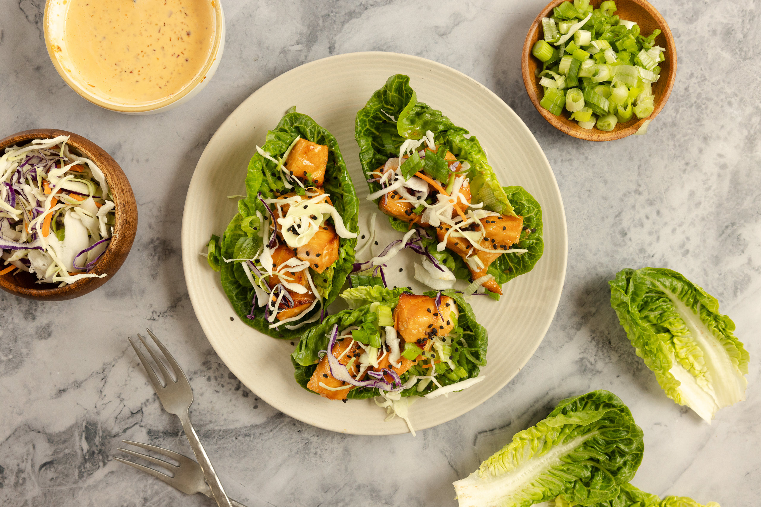 Air Fryer Salmon Lettuce Cups - Everyday Dishes
